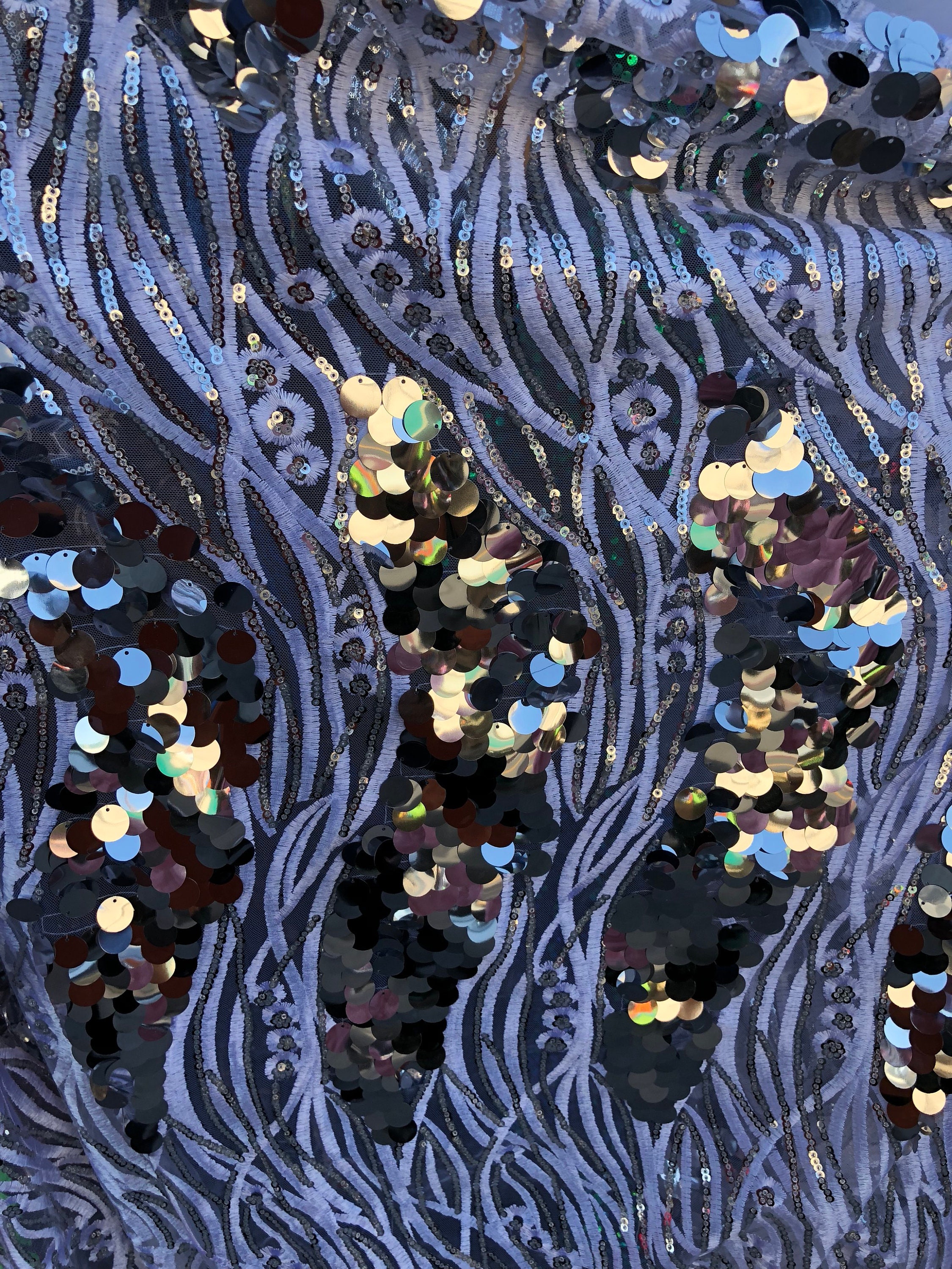 New paillette sequins on stretch mesh embroidered 2way stretch | Etsy