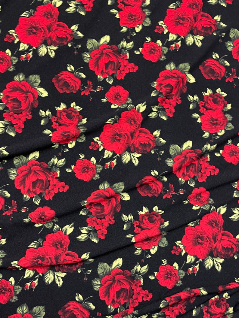 New Red Roses Design Print on Poly Spandex 4-way Stretch 58/60” Sold by ...