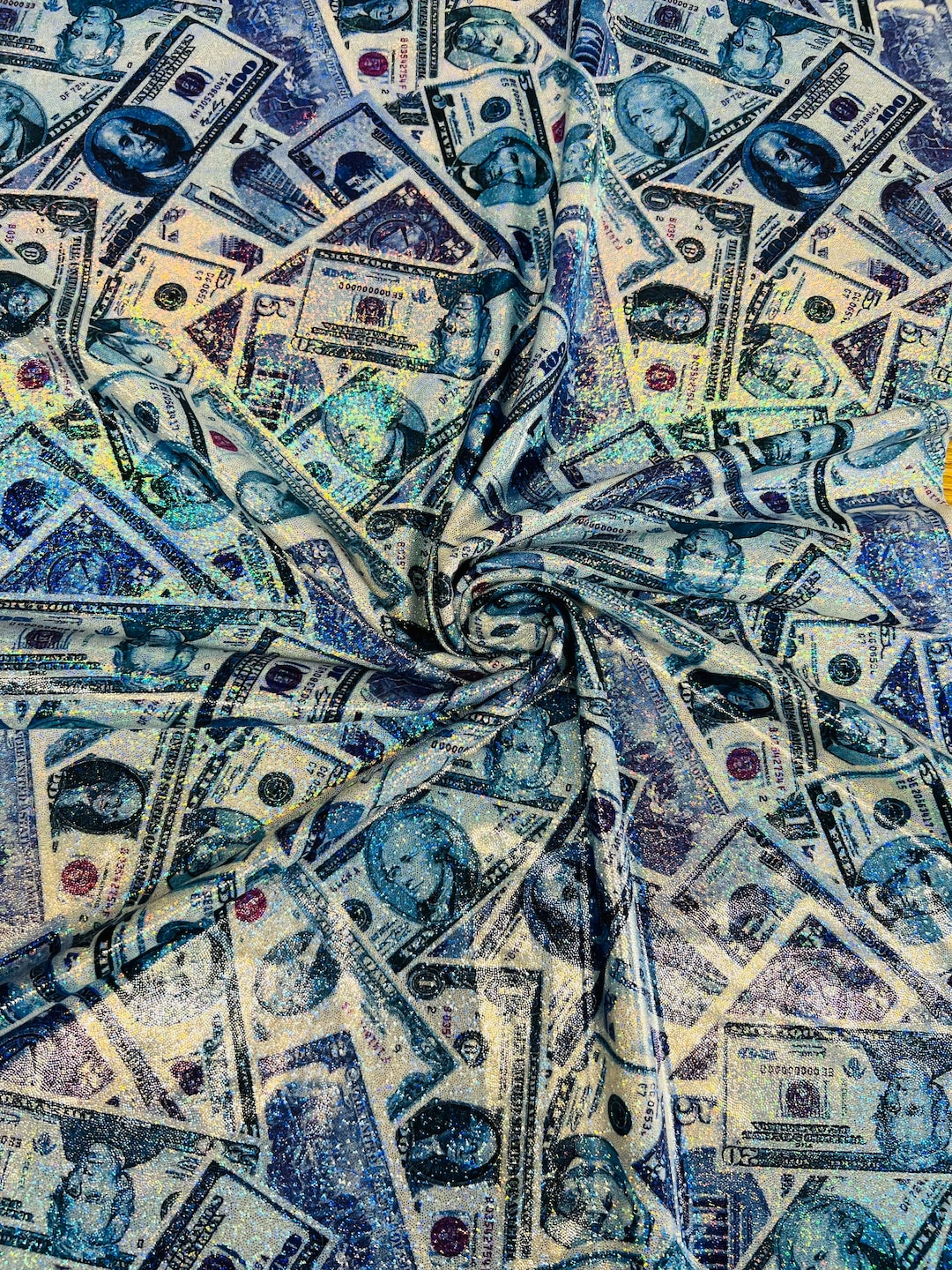 New Money Design Multi Dollars Design Hologram Metallic Tie Dye Nylon ...