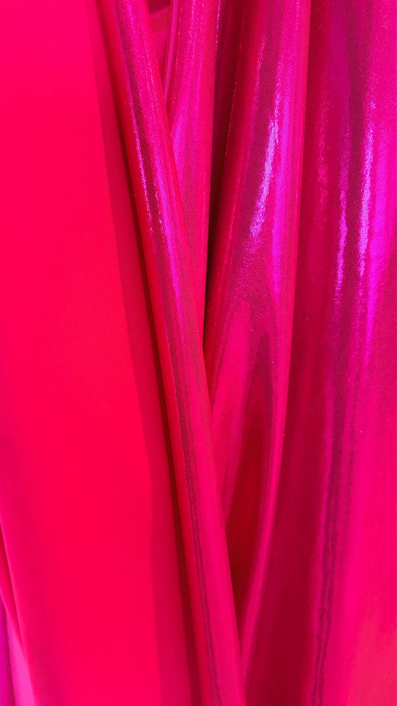 Foggy Foil Red/fuchsia and Hot Pink/fuchsia Metallic Nylon Spandex 4way ...