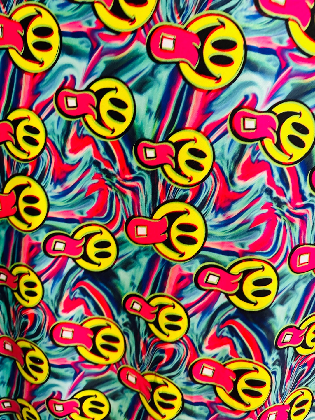 New Abstract Happy Face Design Print on Great Quality of Nylon Spandex ...