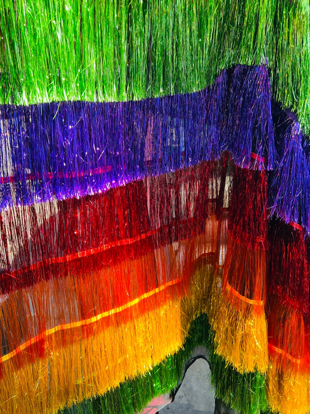 Fancy Multi Tinsel Fringe Design Metallic Long Hair Embroidered on ...