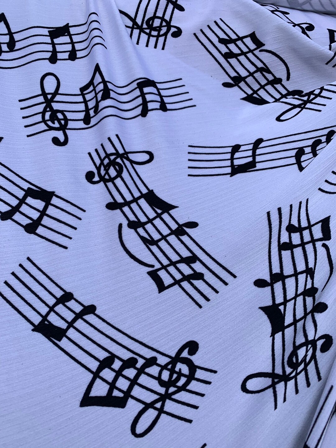 Music Notes Design Print on Heavy Nylon Spandex 4way Stretch 58/60 ...