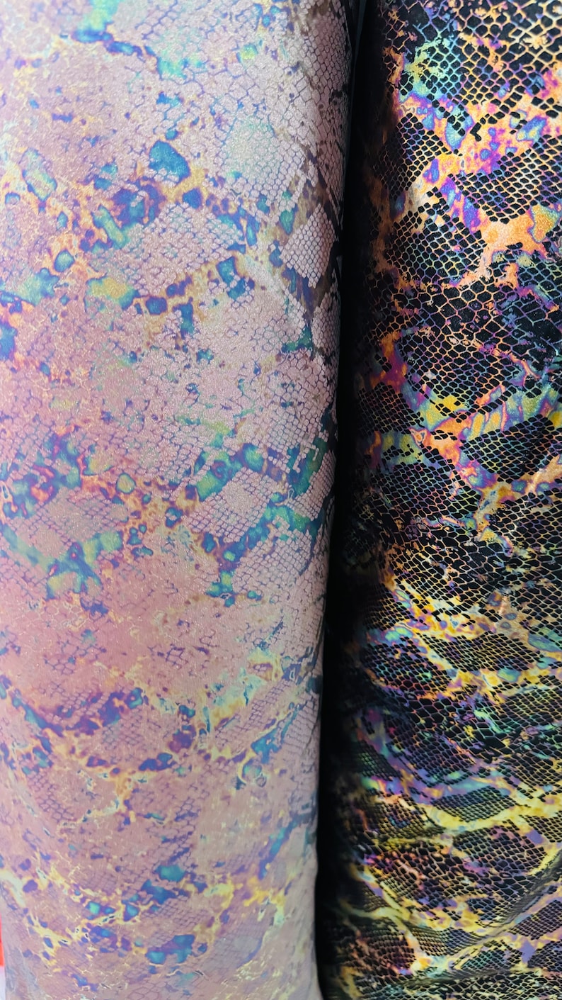 Exotic Iridescent Snake Skin Design on Metallic Nylon Spandex 4-way ...