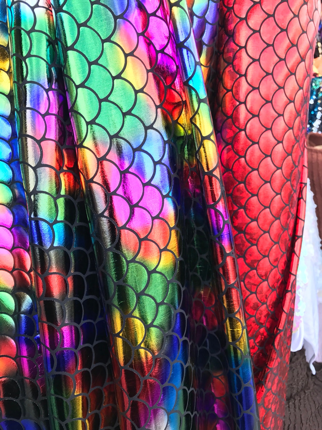 Medium Mermaid Fish Scales Metallic Hologram Foil 58/60" 4way Stretch ...