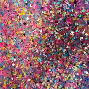 Deluxe Sequins Multi Pastel Colors Embroidered on Stretch Velvet 4-way ...