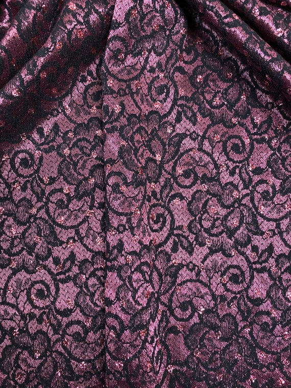 New Lace Sofia Design Plum/black Stretch Lace With Glitter | Etsy