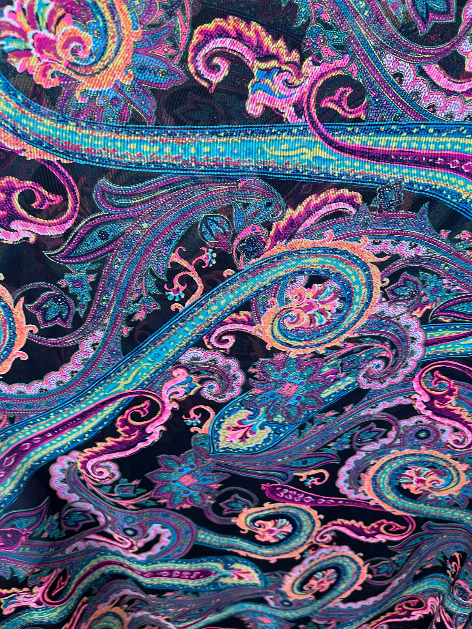 Paisley Design Multicolor Print on Great Quality of Power Mesh 4-way ...