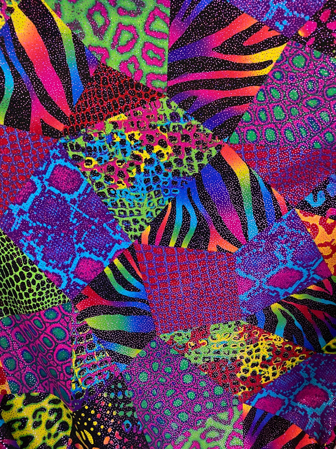 New Multicolor Animal Print Safari Design Nylon Spandex With Metallic ...