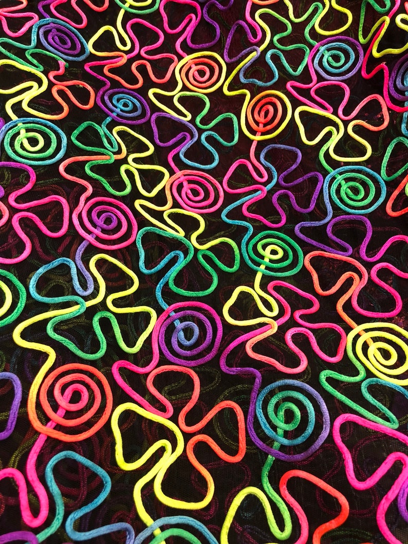 New Stretch Mesh Swirl Design Rainbow Color 2way Stretch - Etsy