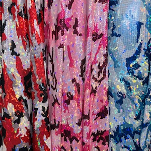 Deluxe Camouflage Design on Shattered Glass Metallic Nylon Spandex 4 ...