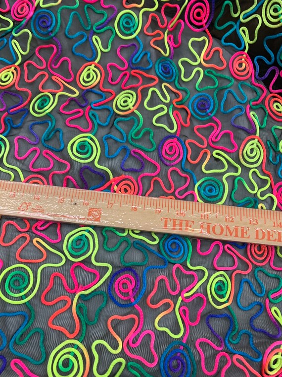 New Stretch Mesh Swirl Design Rainbow Color 2way Stretch - Etsy