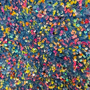 Deluxe Sequins Multi Pastel Colors Embroidered on Stretch Velvet 4-way ...