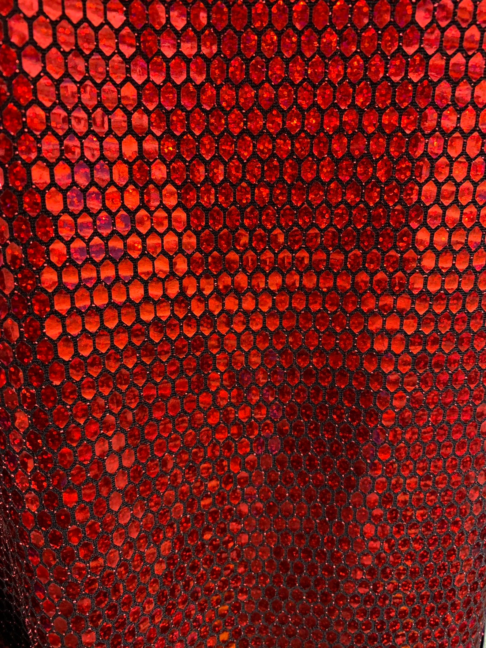 New Metallic Geometric Flat Mirror Honeycomb Iridescent Red Sequins ...
