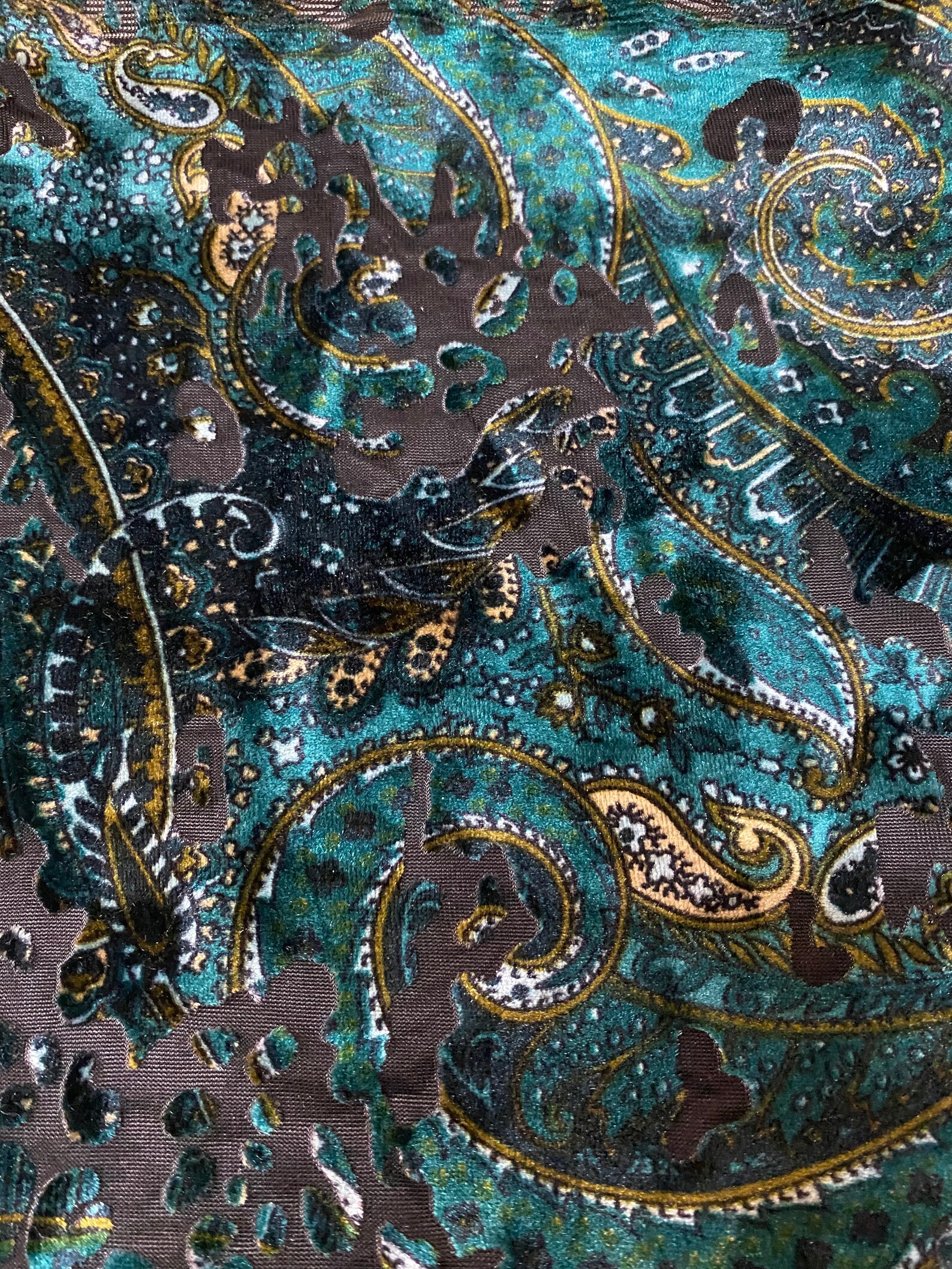 New Luxury Paisley Design Print on Burnout Velvet Peacock - Etsy