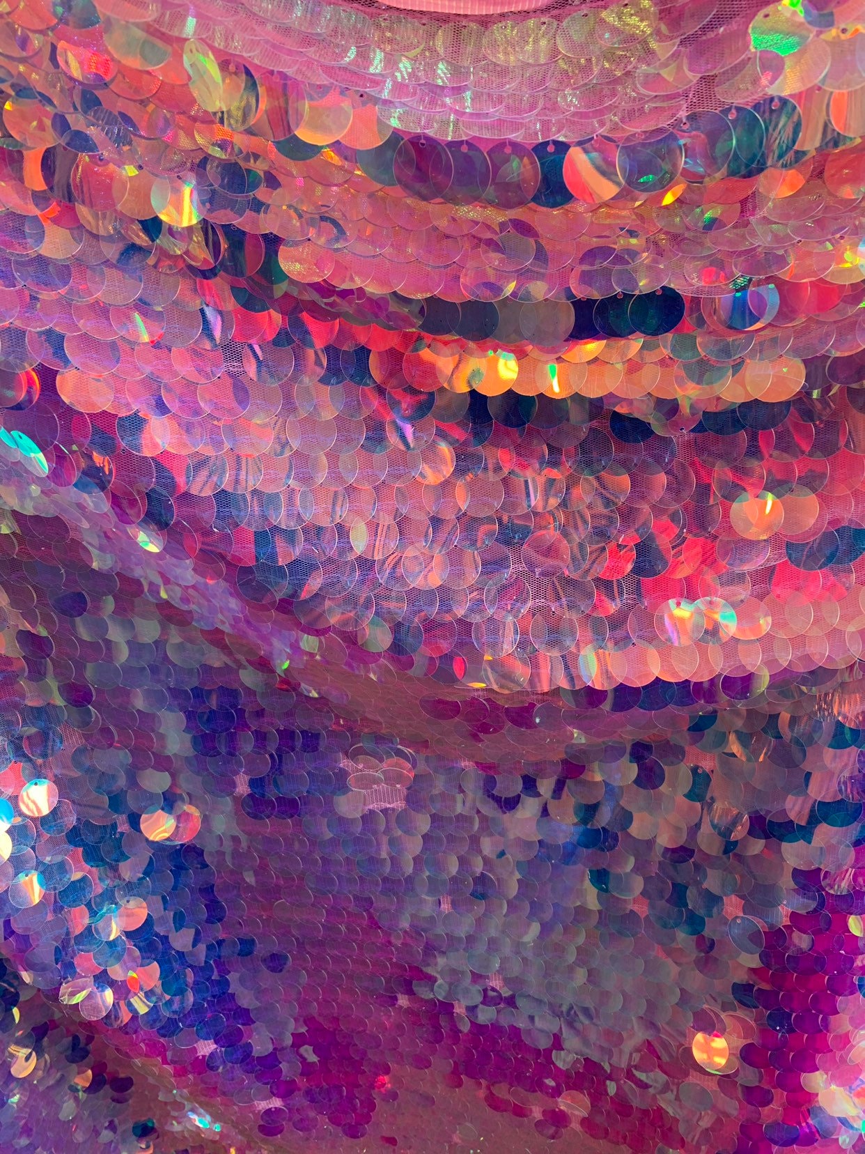 New iridescent pink sequins big paillette seq on stretch mesh | Etsy