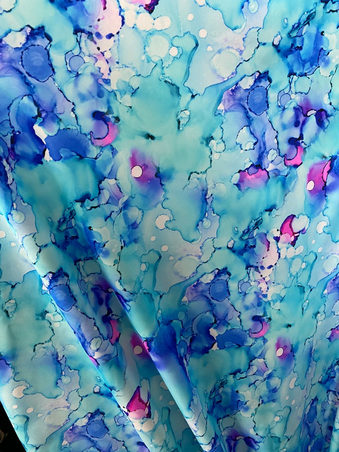 New Water Look Design Aqua Color Print on Nylon Spandex 4-way Stretch ...