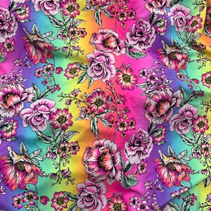 New Flower Design Multicolor Print on Heavy Nylon Spandex 4way Stretch ...