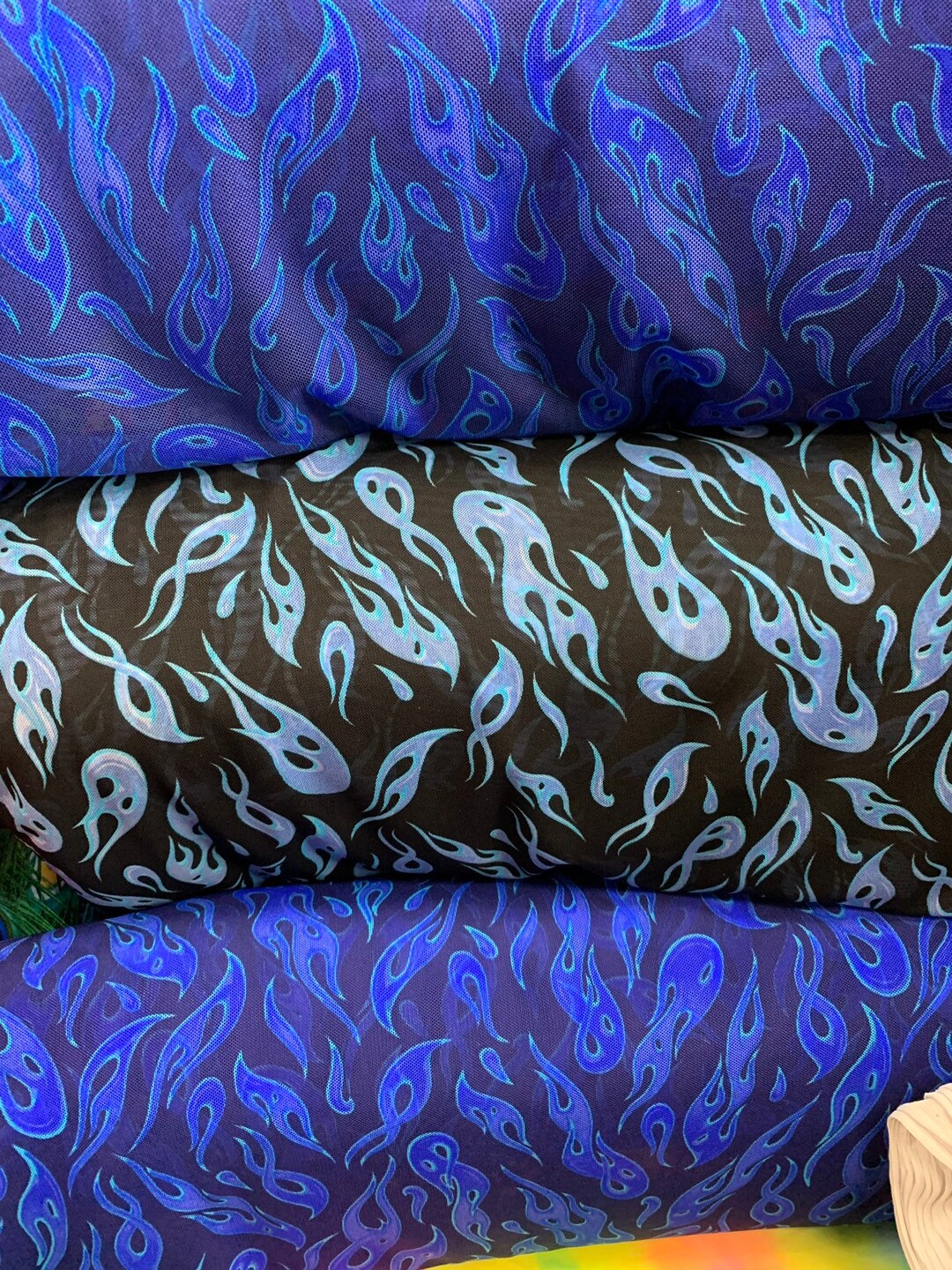 New Modern Fire Flame Design Print on Power Nylon Mesh 4way Stretch 58/ ...