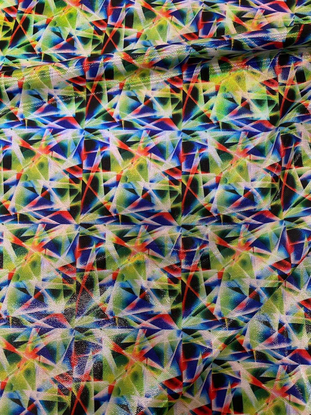 New 3D Glass Abstract Design Digital Foil Print Hologram Metallic Nylon ...