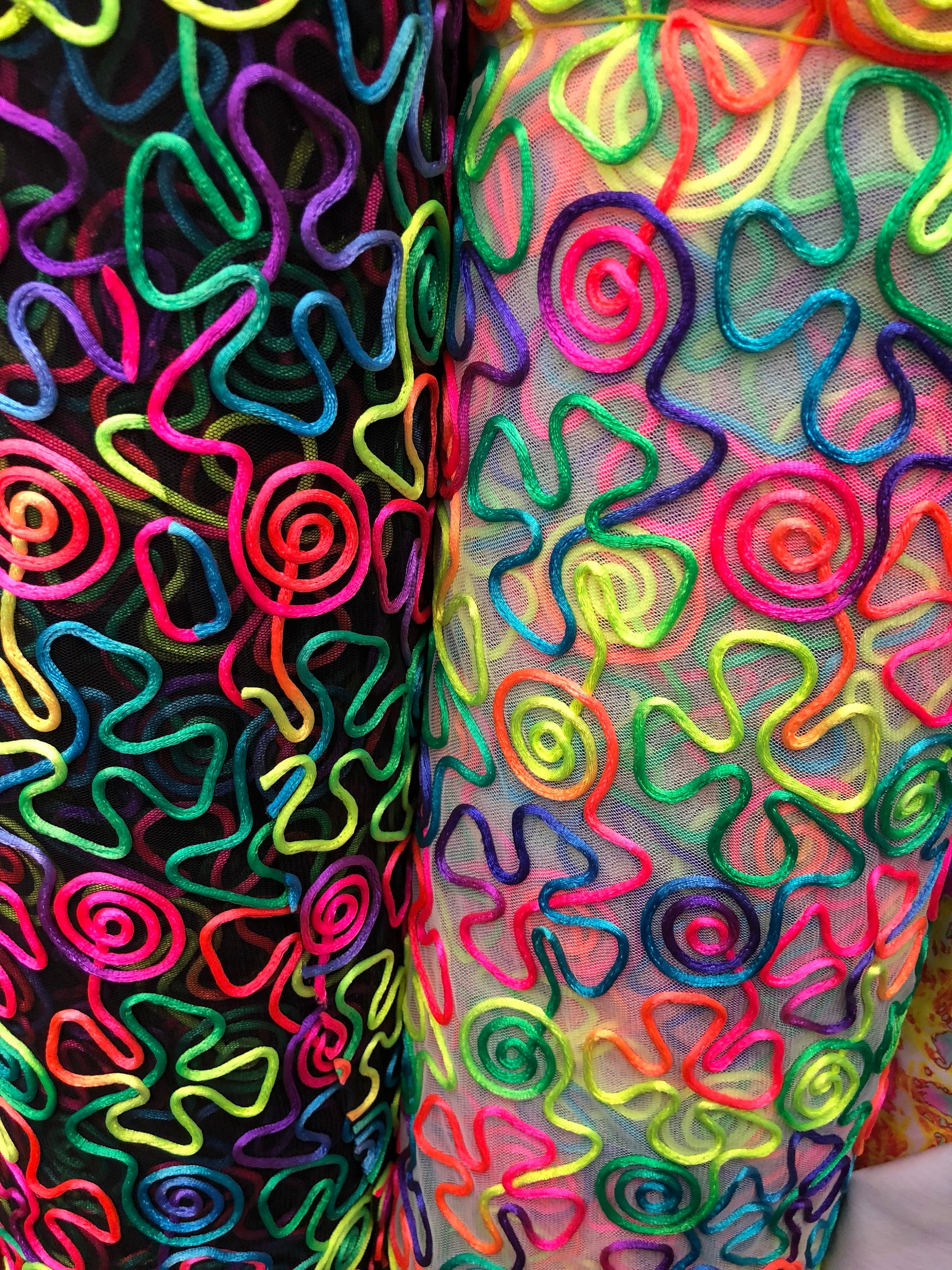 New stretch mesh swirl design rainbow color 2way stretch | Etsy