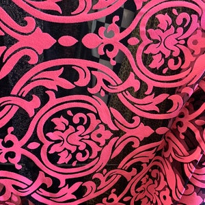 New Stretch Mesh With Flocking Damask Design 58/60” 4-way Stretch 58/60 ...