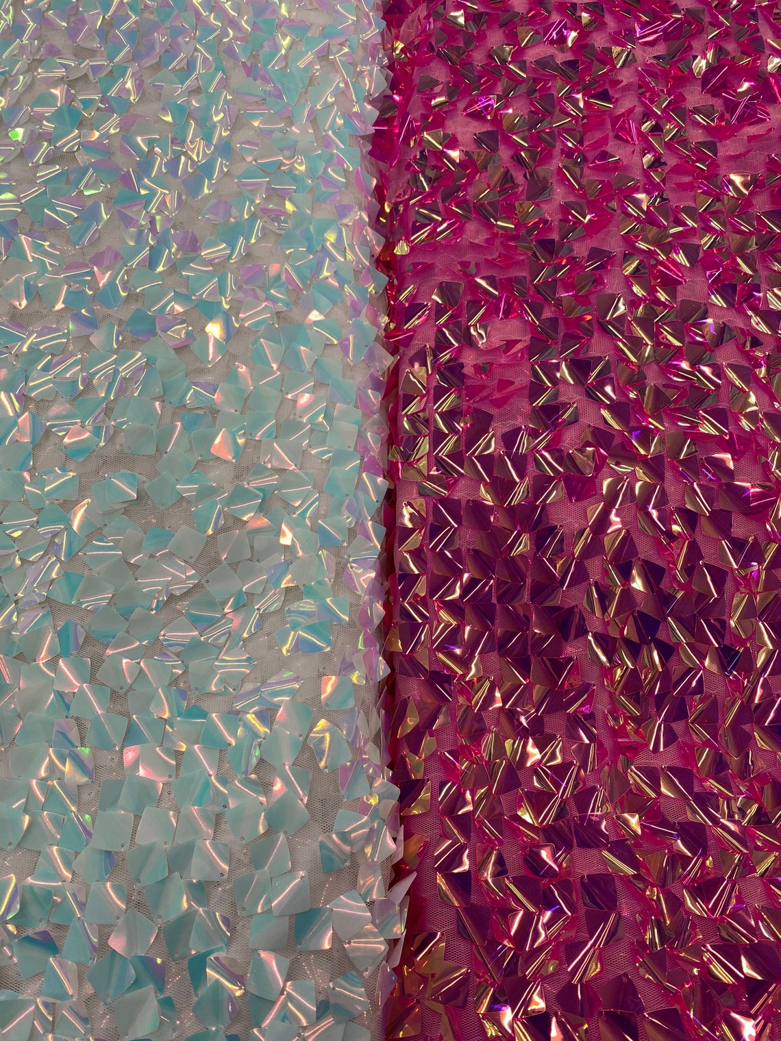 New square sequins iridescent colors embroidered in mesh | Etsy