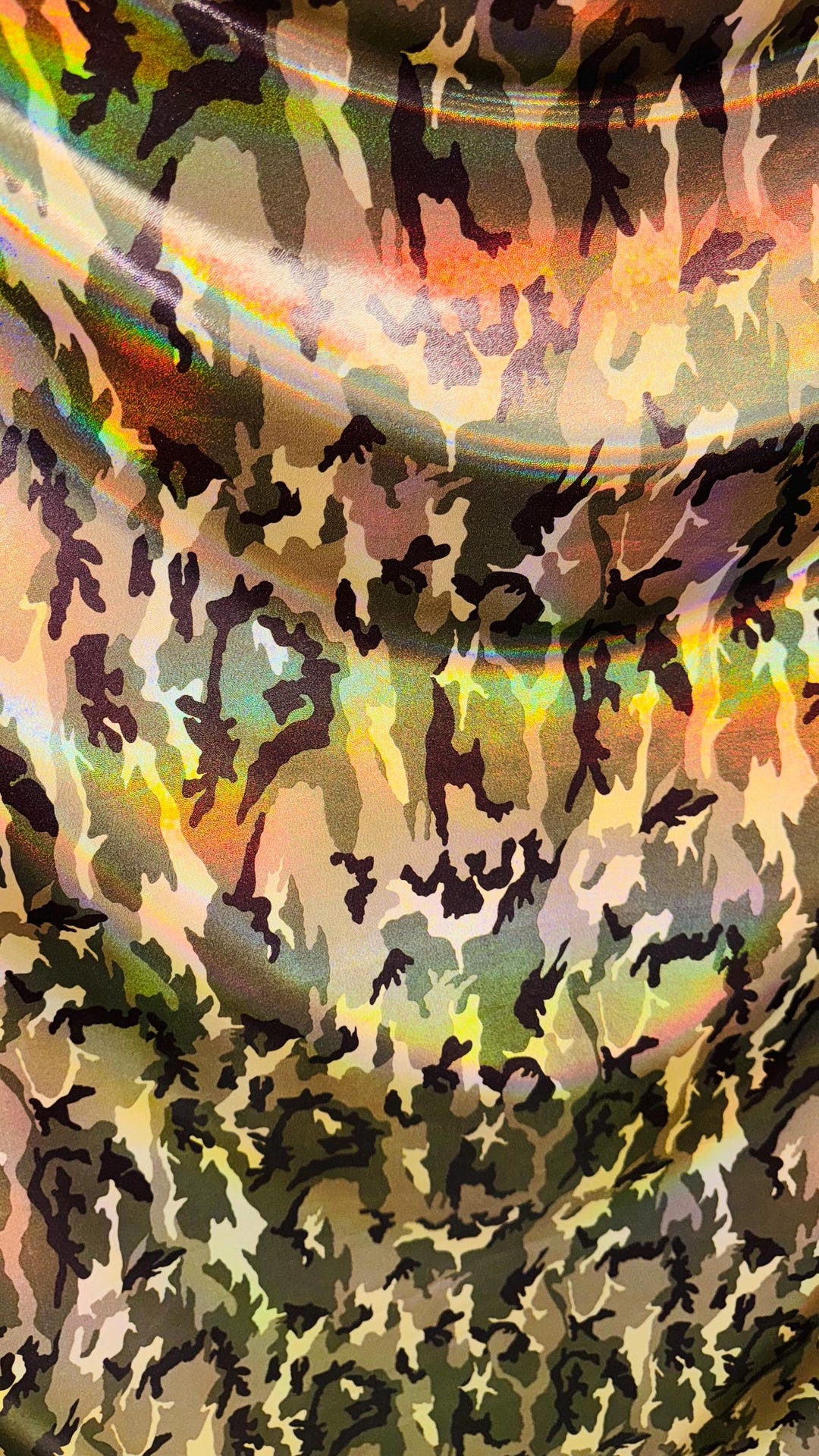 NEW Camouflage Army Design on Iridescent Oil Slick Metallic Hologram ...