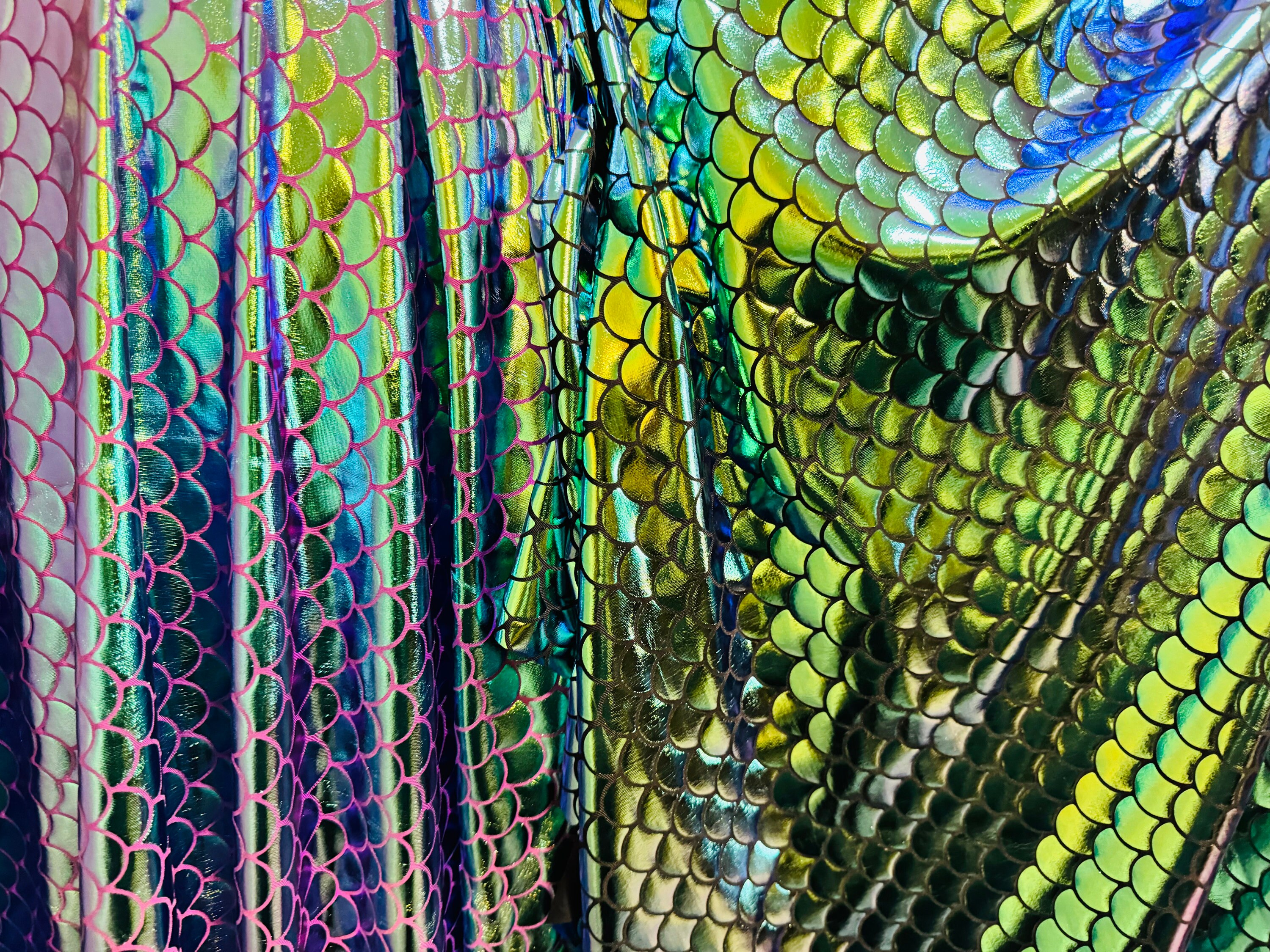Luxury Mermaid Design Fish Scales Hologram Metallic Nylon Spandex 4-way ...
