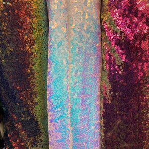New Iridescent Sequins Cosmic Design 2tone Glitz Sequins on Stretch ...