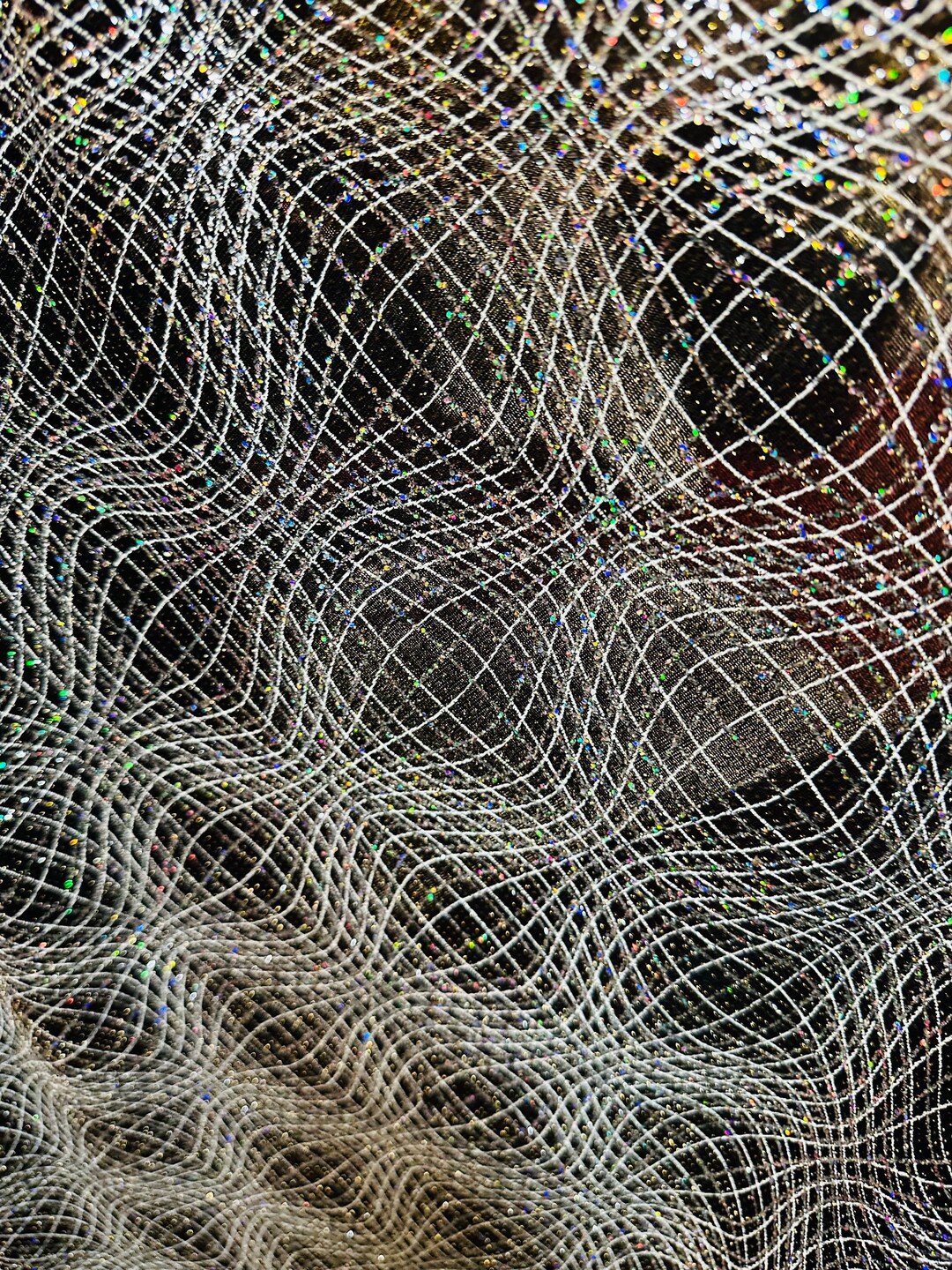 New Spiderweb Design on Metallic Poly Spandex With Glitter 4-way ...