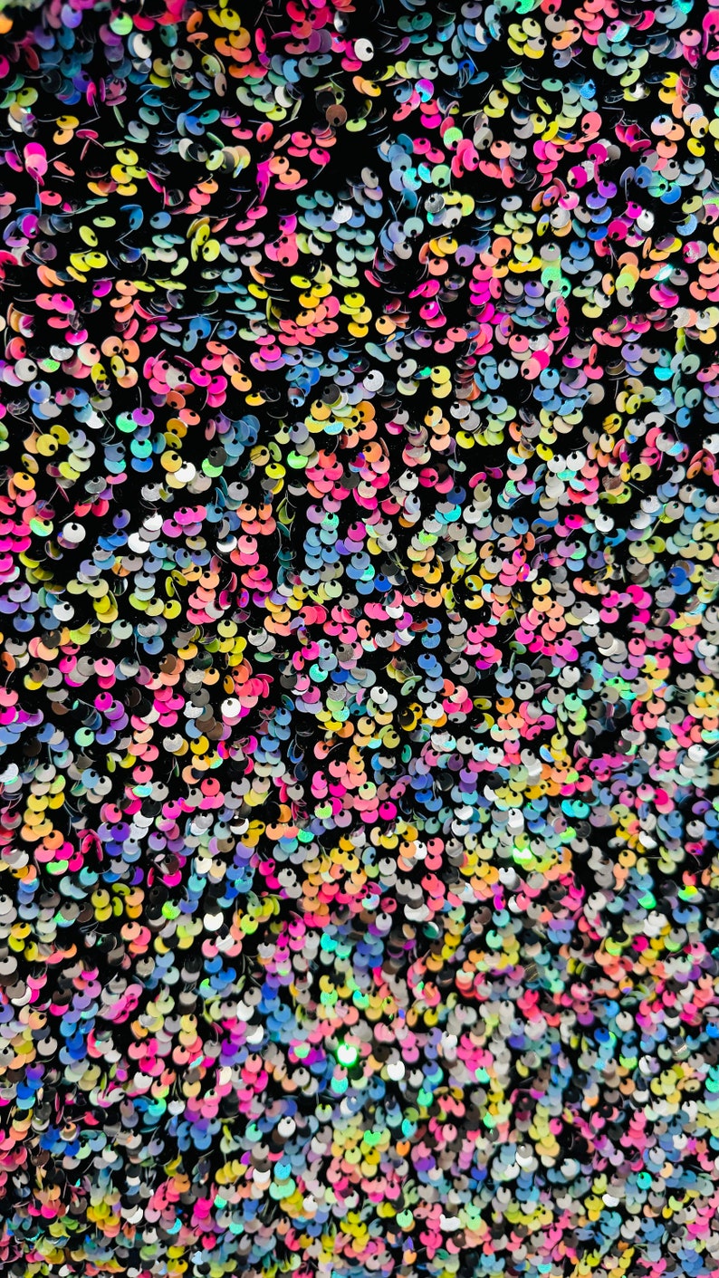 Deluxe Sequins Multi Pastel Colors Embroidered on Stretch Velvet 4-way ...