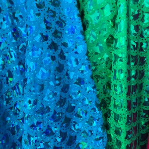 NEW Mermaid Design Hologram Foil Fish Scales Design on Nylon Spandex ...