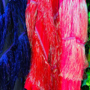 Fancy Multi Tinsel Fringe Design Metallic Long Hair Embroidered on ...