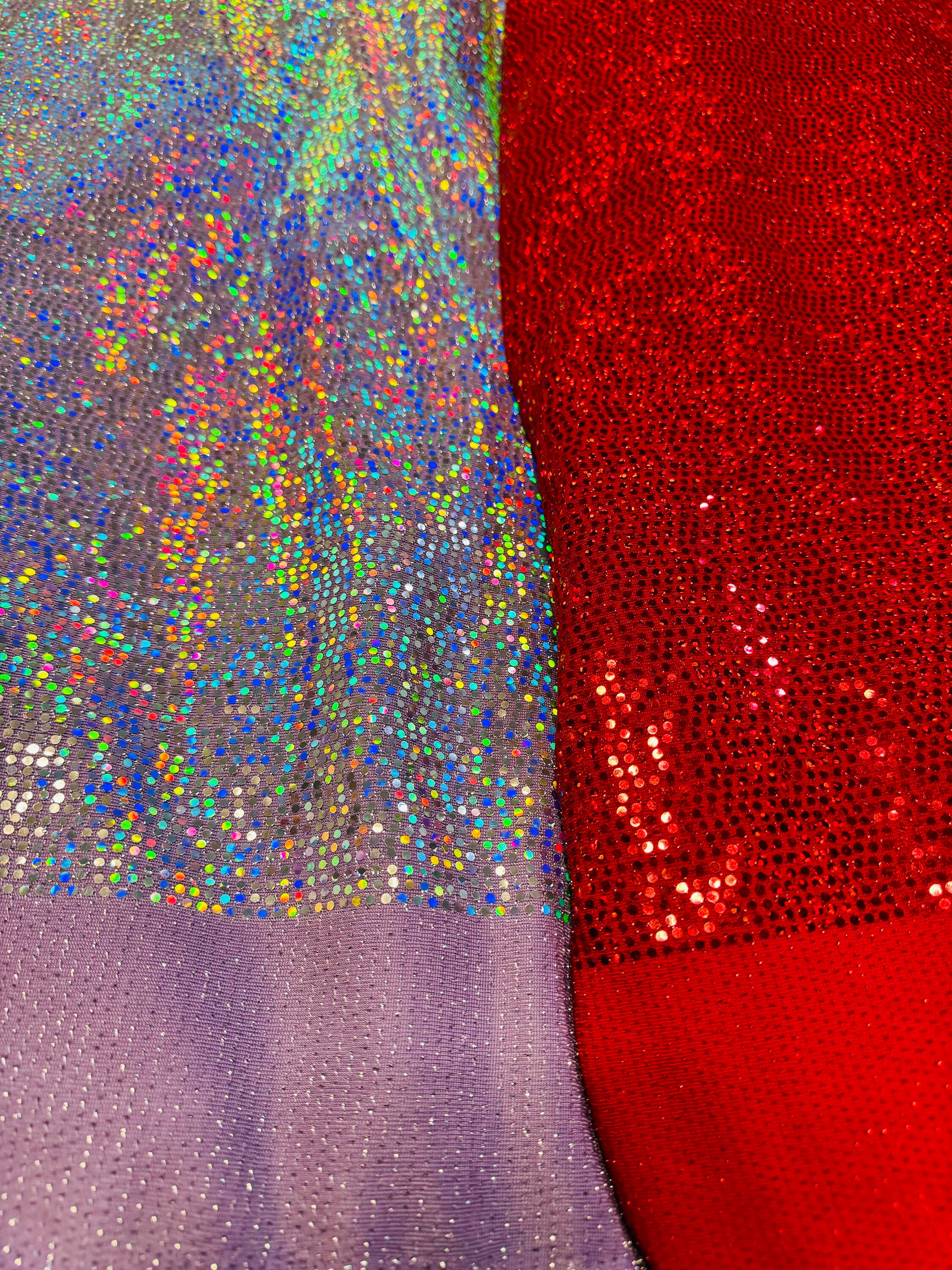 New Mini Hologram Sequins on Metallic Stretch Fabric 2-way Stretch 58/ ...