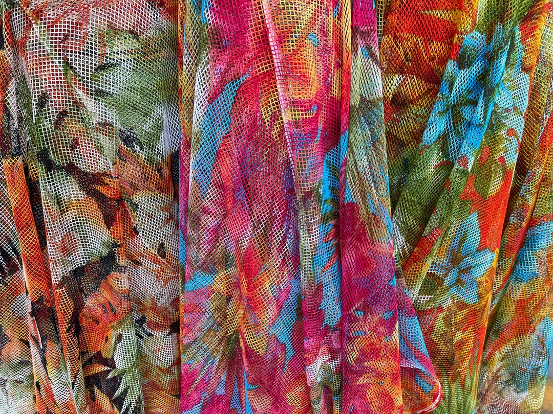 New Fishnet Floral Design Poly Mesh 2-way Stretch 58/60” Sold by the YD ...