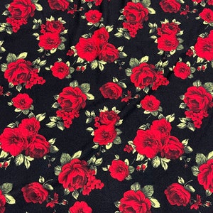 New Red Roses Design Print on Poly Spandex 4-way Stretch 58/60” Sold by ...