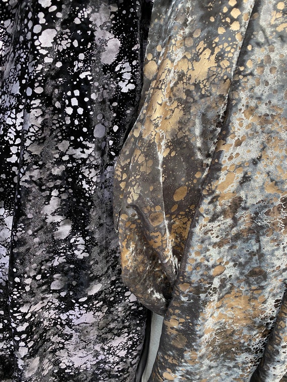 New Splash Painting Design Metallic Stretch Velvet With Foil | Etsy