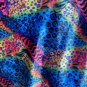 New Exotic Multi Animal Print Design Multicolor Print on Stretch Velvet ...