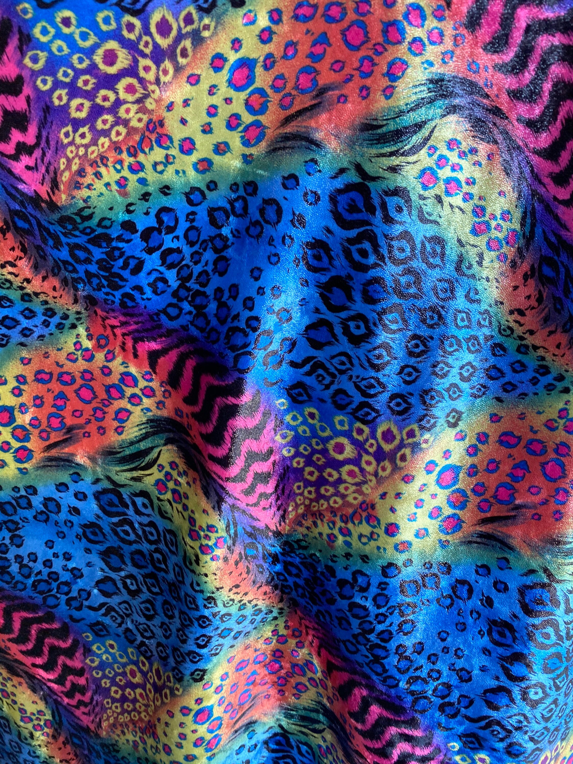 New Exotic Multi Animal Print Design Multicolor Print on Stretch Velvet ...