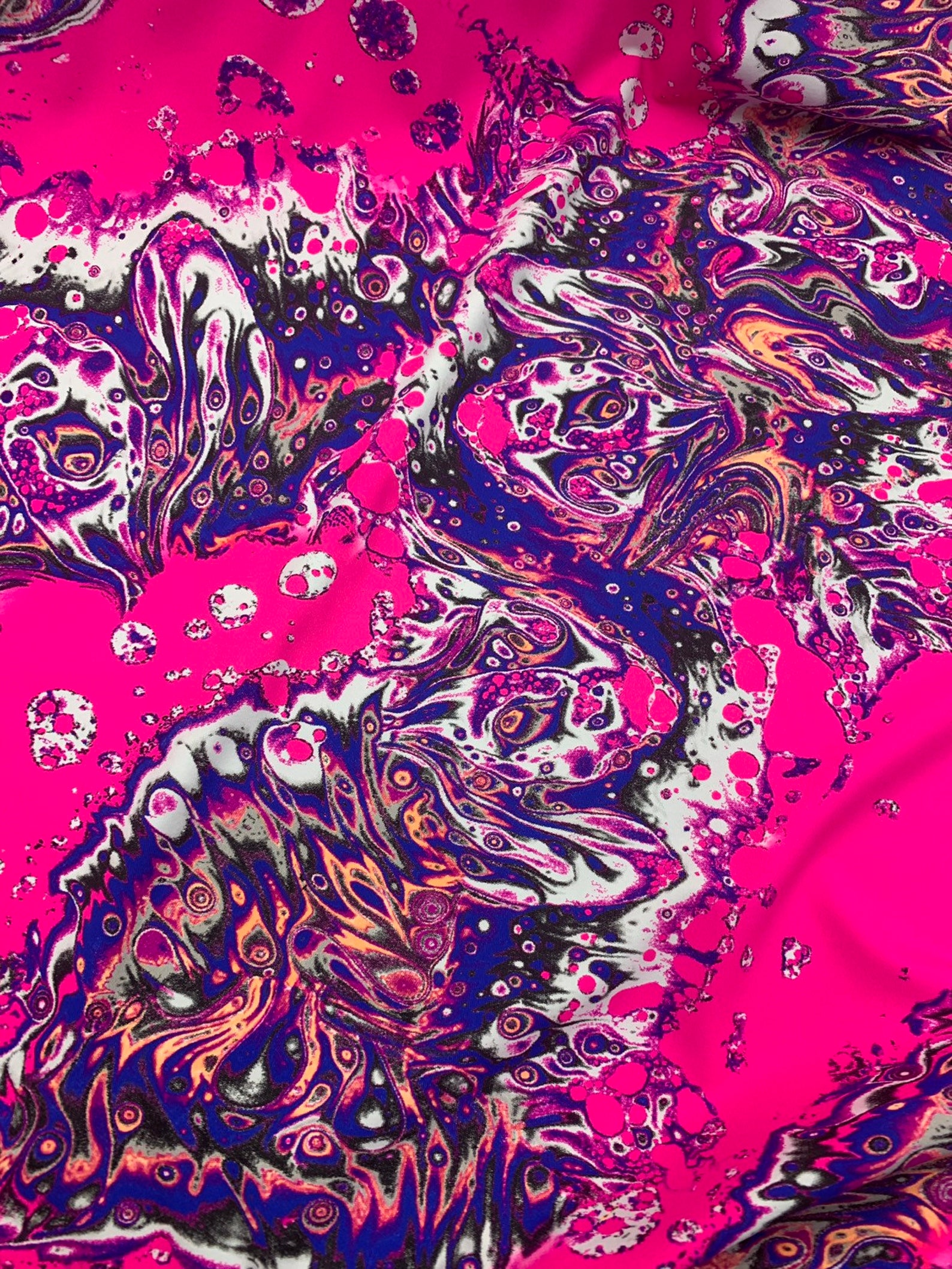 New UV Light Reflective Fabric Abstract Design on Heavy Nylon Spandex ...