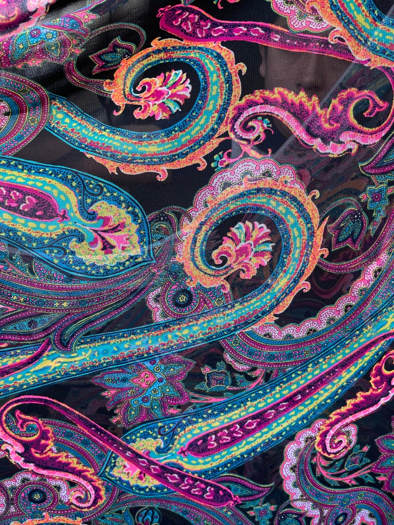 Paisley Design Multicolor Print on Great Quality of Power Mesh 4-way ...