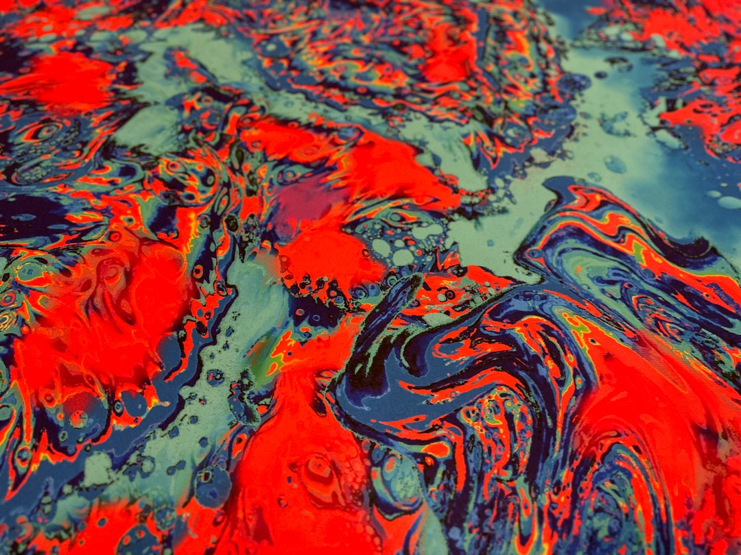 New UV Light Reflective Fabric Lava Abstract Design on Nylon Spandex ...
