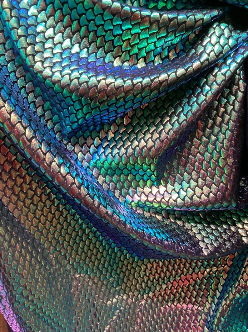 New Iridescent Green Small Mermaid Design Metallic Hologram Spandex 4 ...