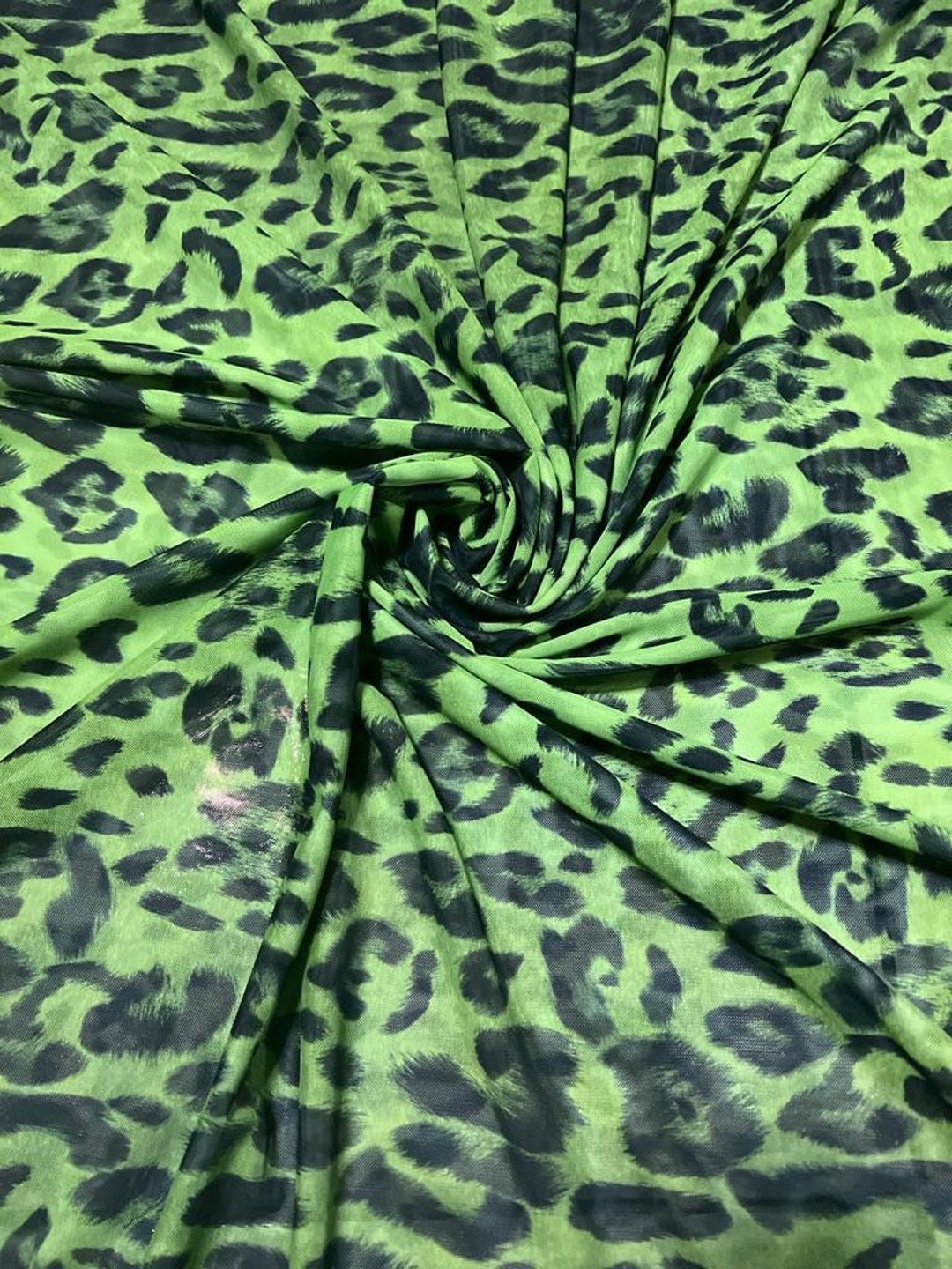 Exotic Leopard Design Green/black Print on Great Quality of Power Mesh ...