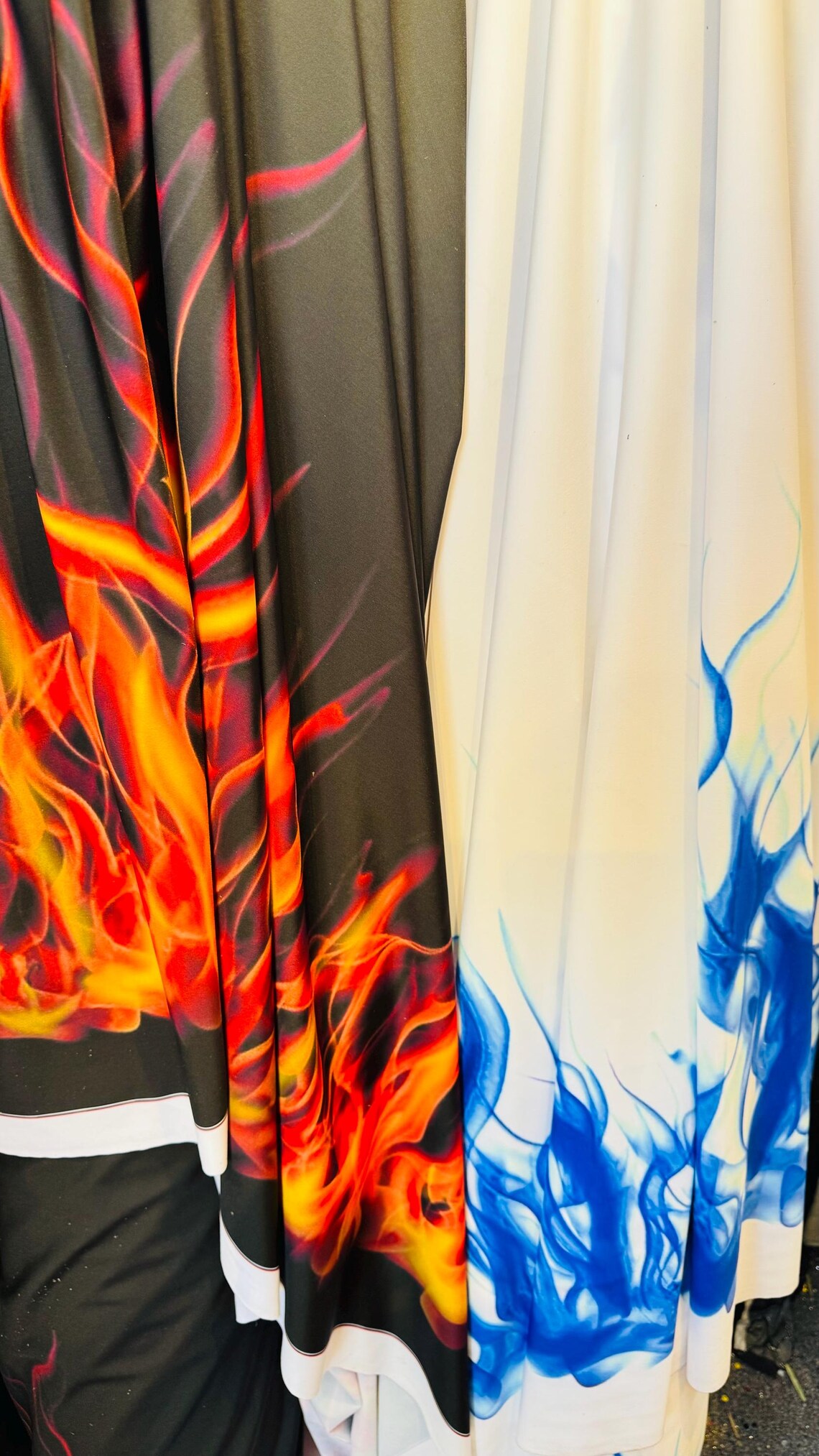 Flames Design Black/fire and White/sapphire Print on Great Quality of ...
