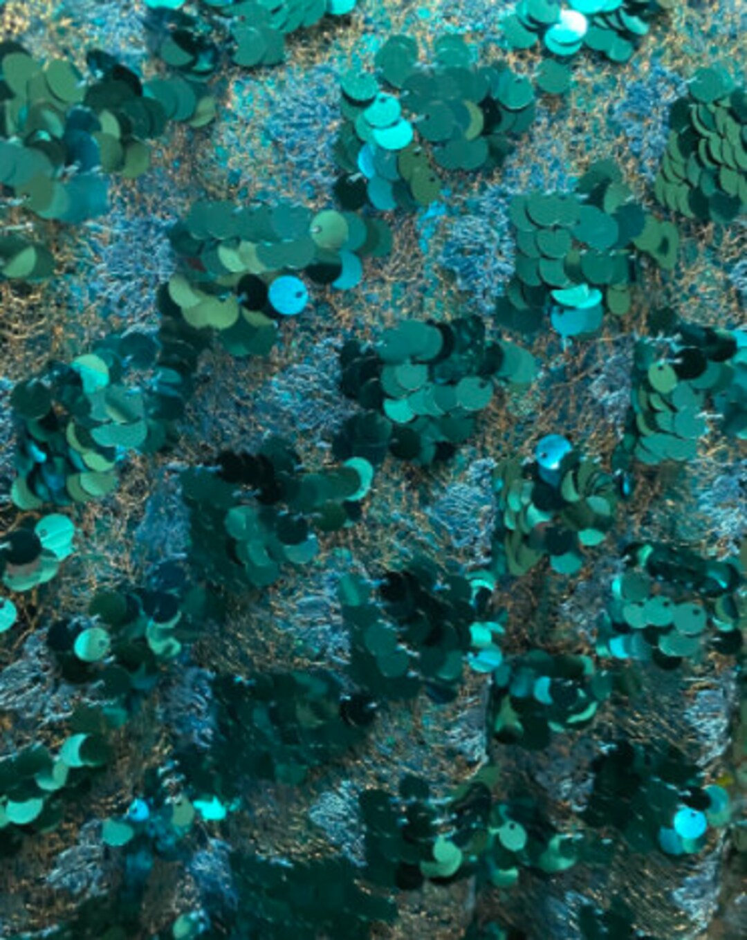 Teal/turquoise Sequins on Mesh - Etsy