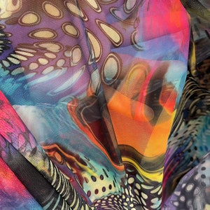 New Abstract Design Print on Great Quality of Stretch Power Mesh 4-way ...