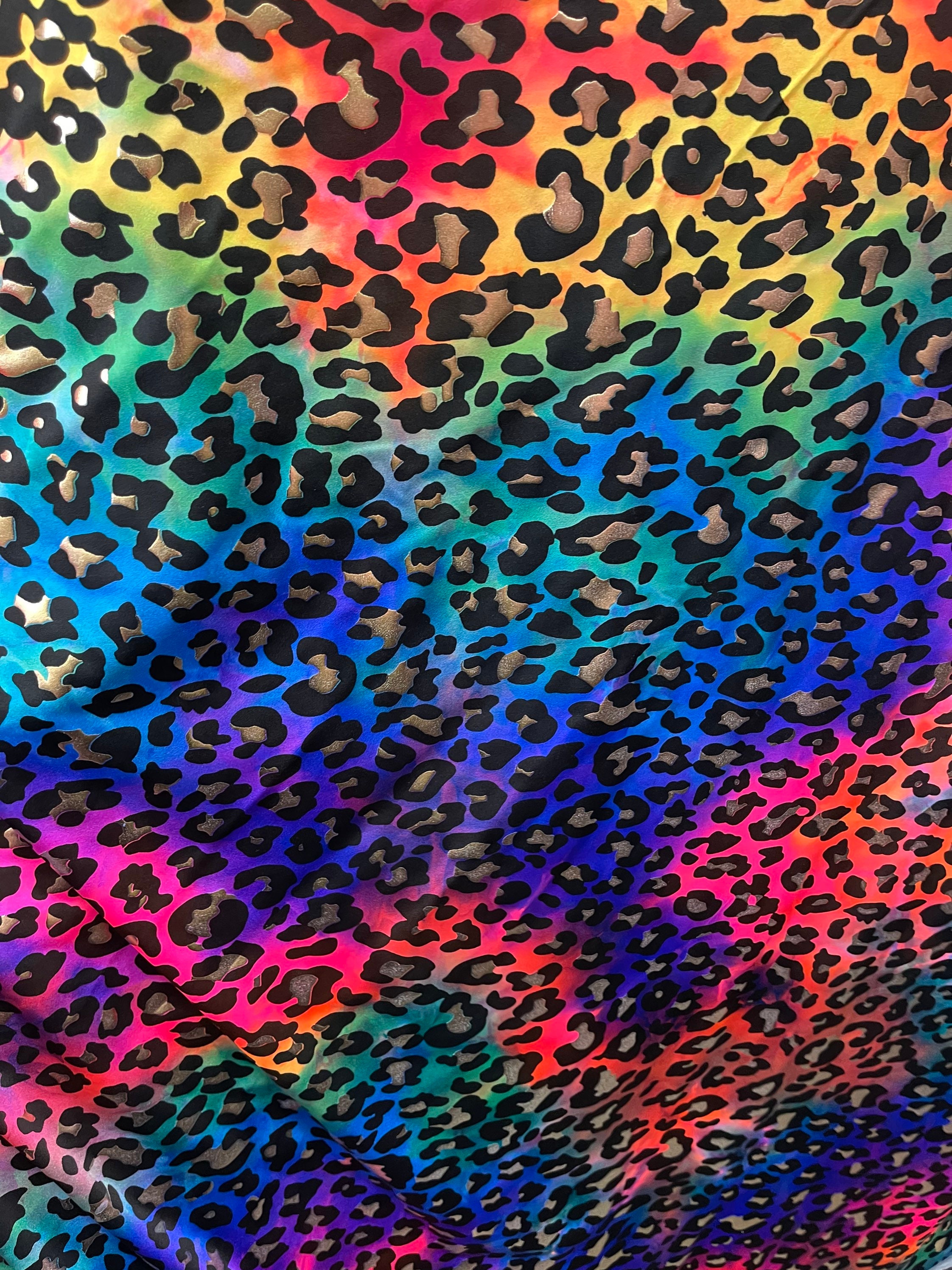 Metallic Leopard design print on Tie Dye spandex 4-way stretch | Etsy