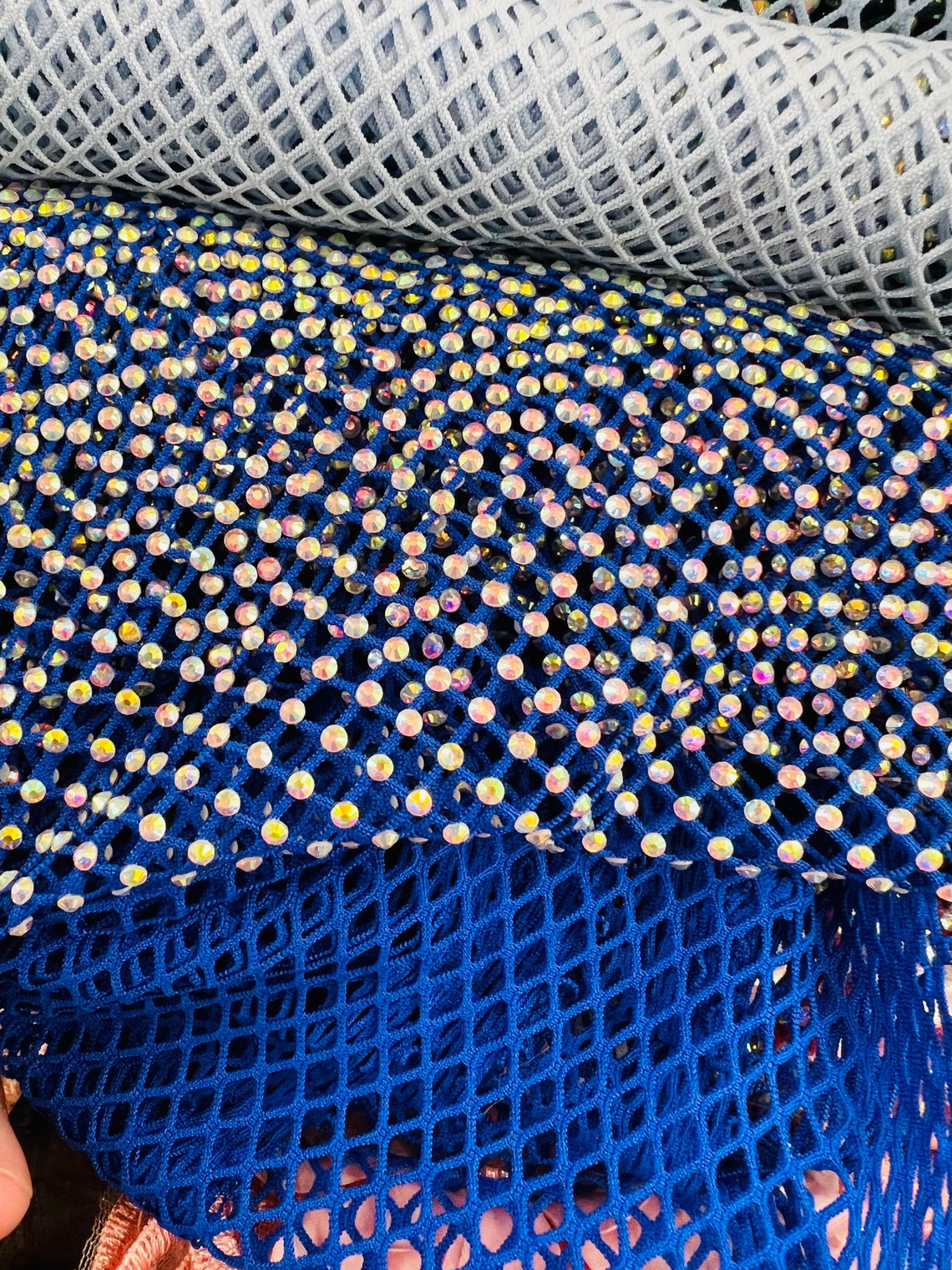 New Luxury Rhinestone Stretch Mesh Fabric All Over 4-way | Etsy